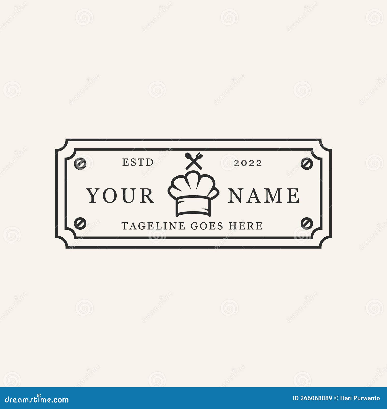 Chef Vintage Line Logo Vector Stock Vector - Illustration of logotype ...