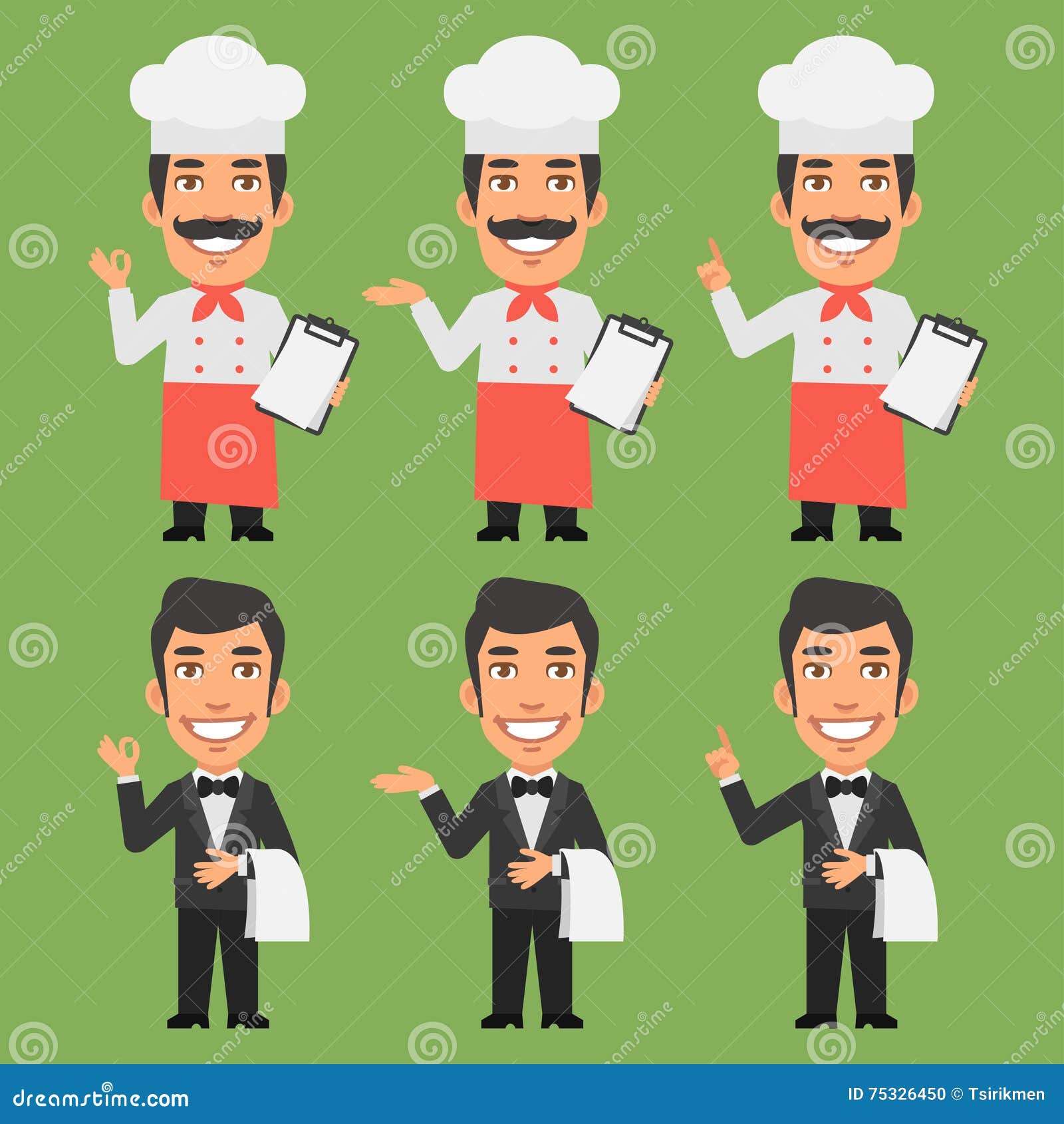 Chef and Waiter Shows and Indicates Stock Vector - Illustration of ...