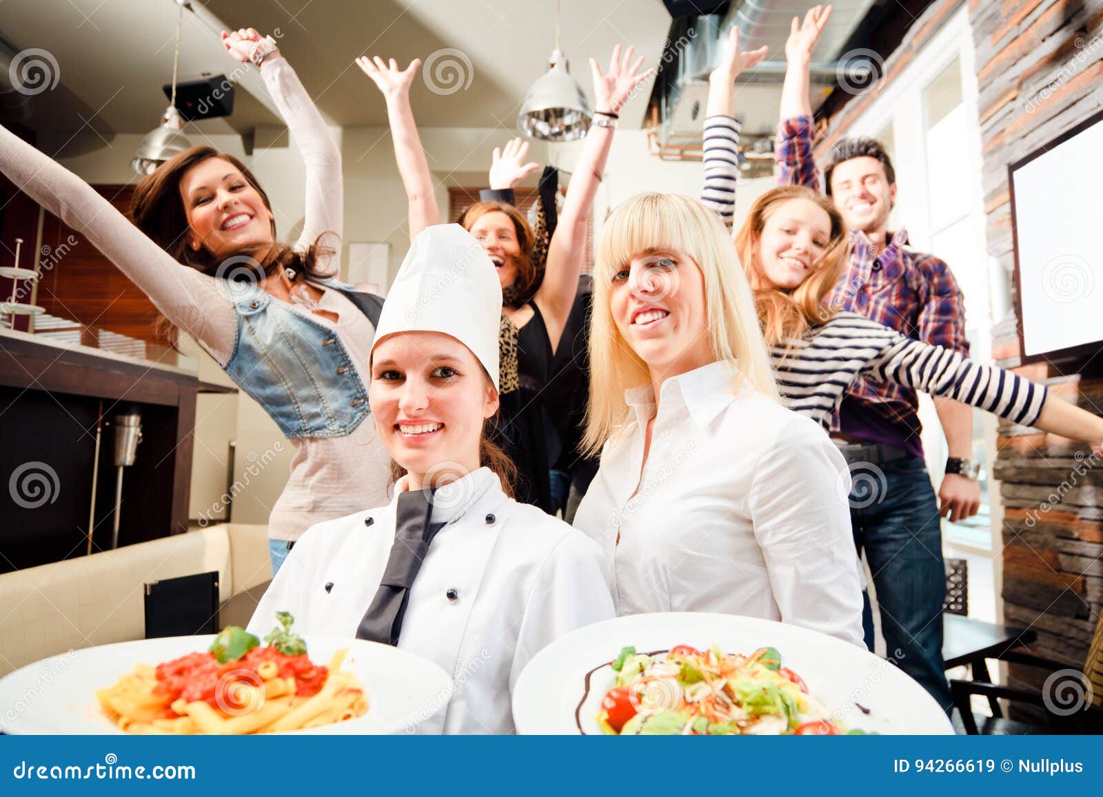 Chef and Waiter with Their Guests Stock Image - Image of plate, indoors ...