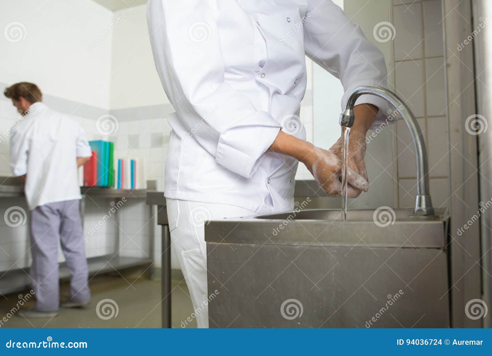 Chef Washing Hands Prior To Cook Stock Photo - Image of cooking ...