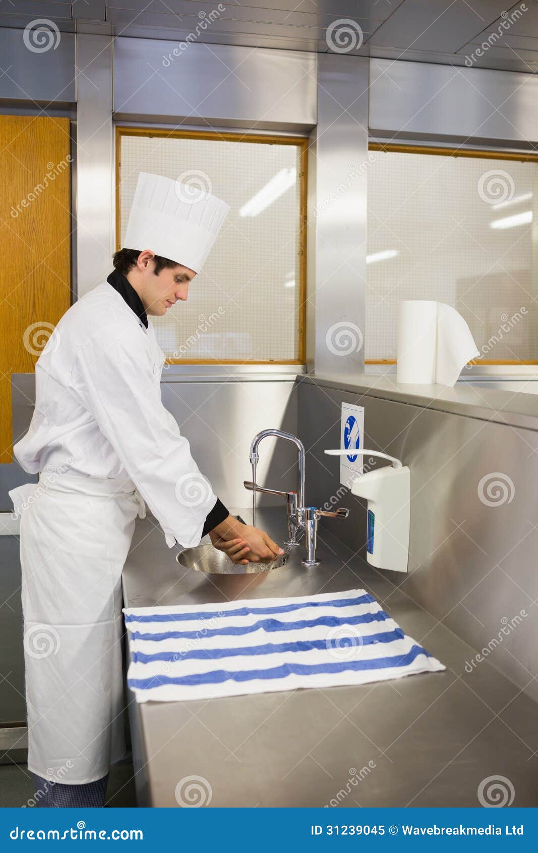 Chef washing hands stock image. Image of sink, chef, food - 31239045