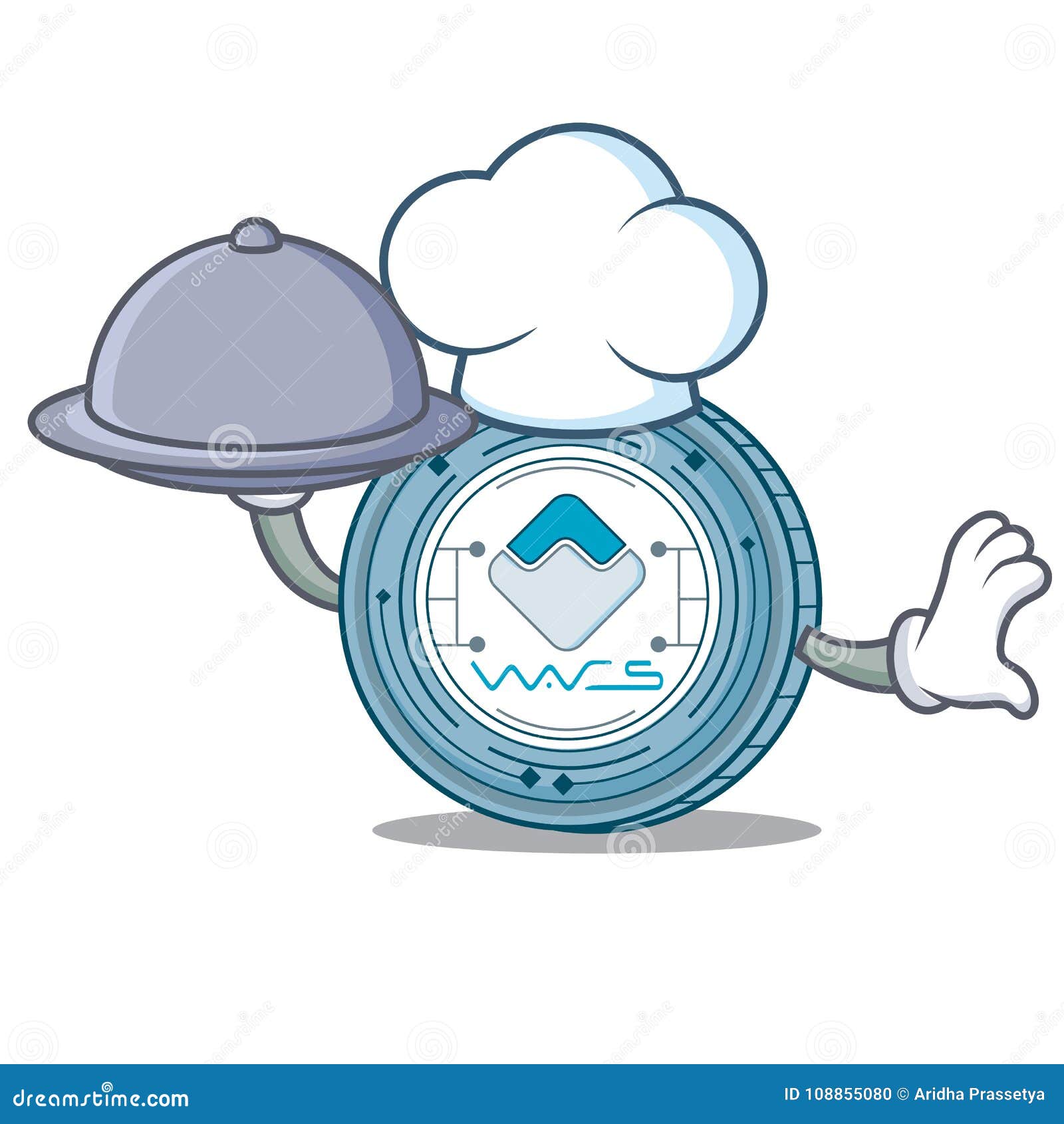 Chef Waves Coin Mascot Cartoon Stock Vector - Illustration of cute ...