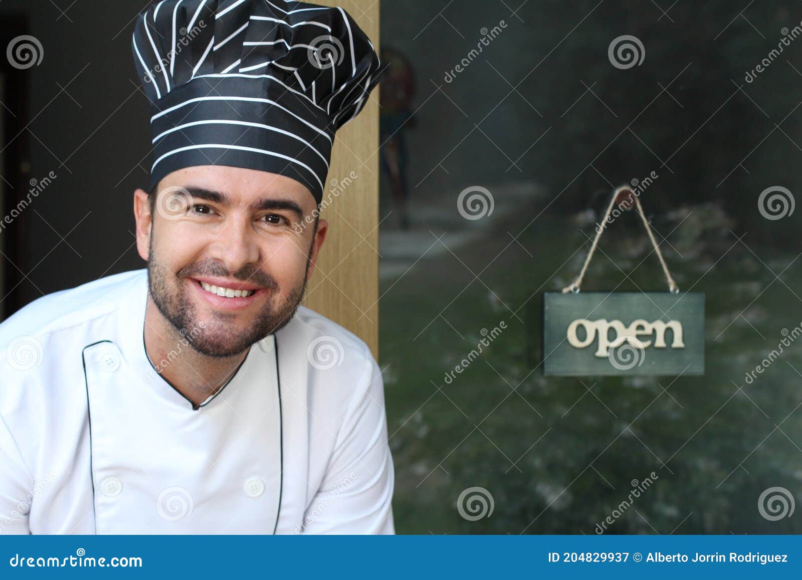 Chef Welcoming a Client with a Smile Stock Image - Image of beard, chef ...