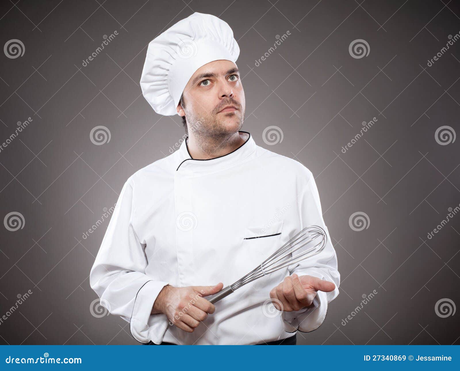 Chef with whick thinking stock image. Image of occupation - 27340869