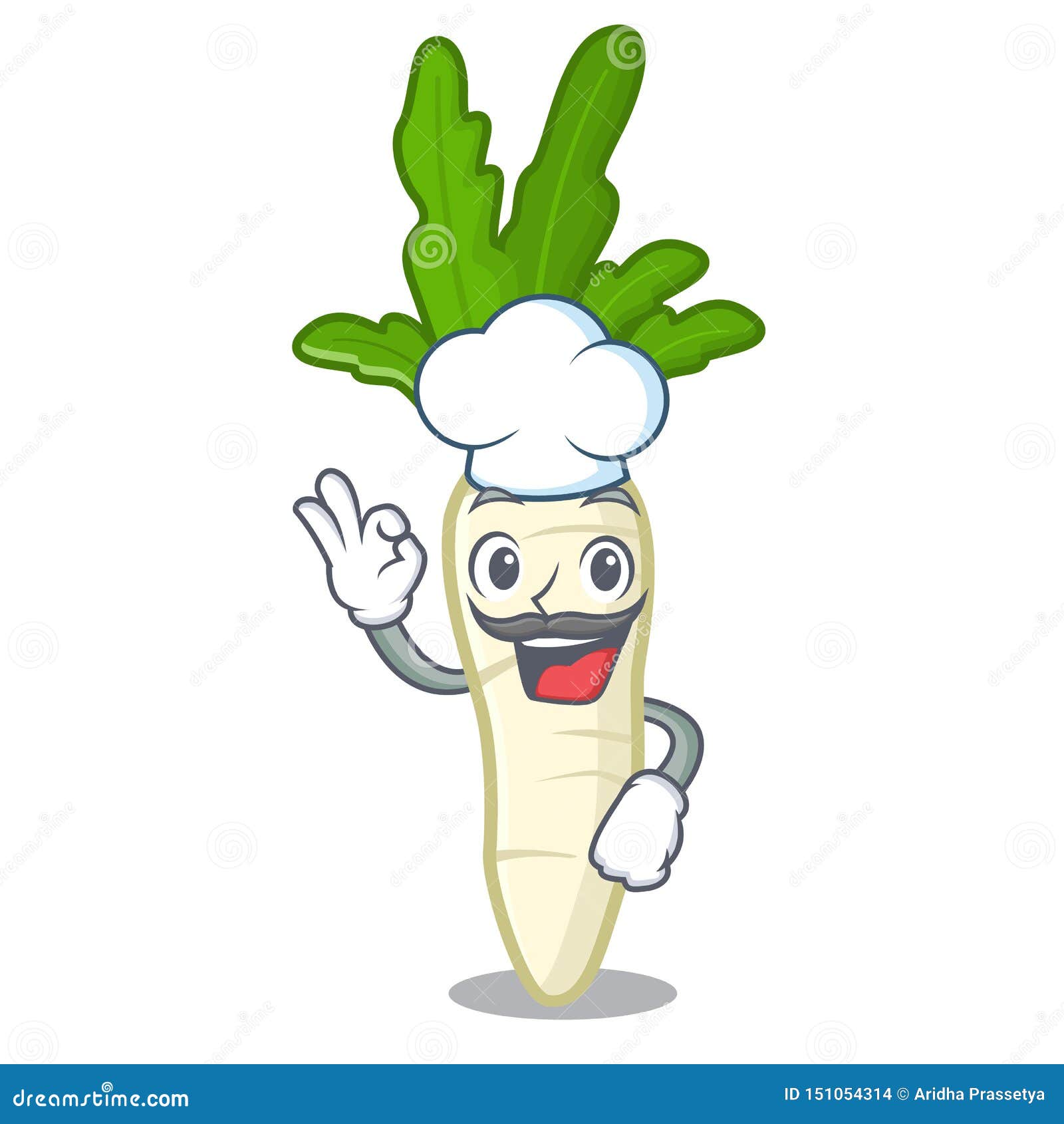 Chef White Radish Isolated with the Mascot Stock Vector - Illustration ...