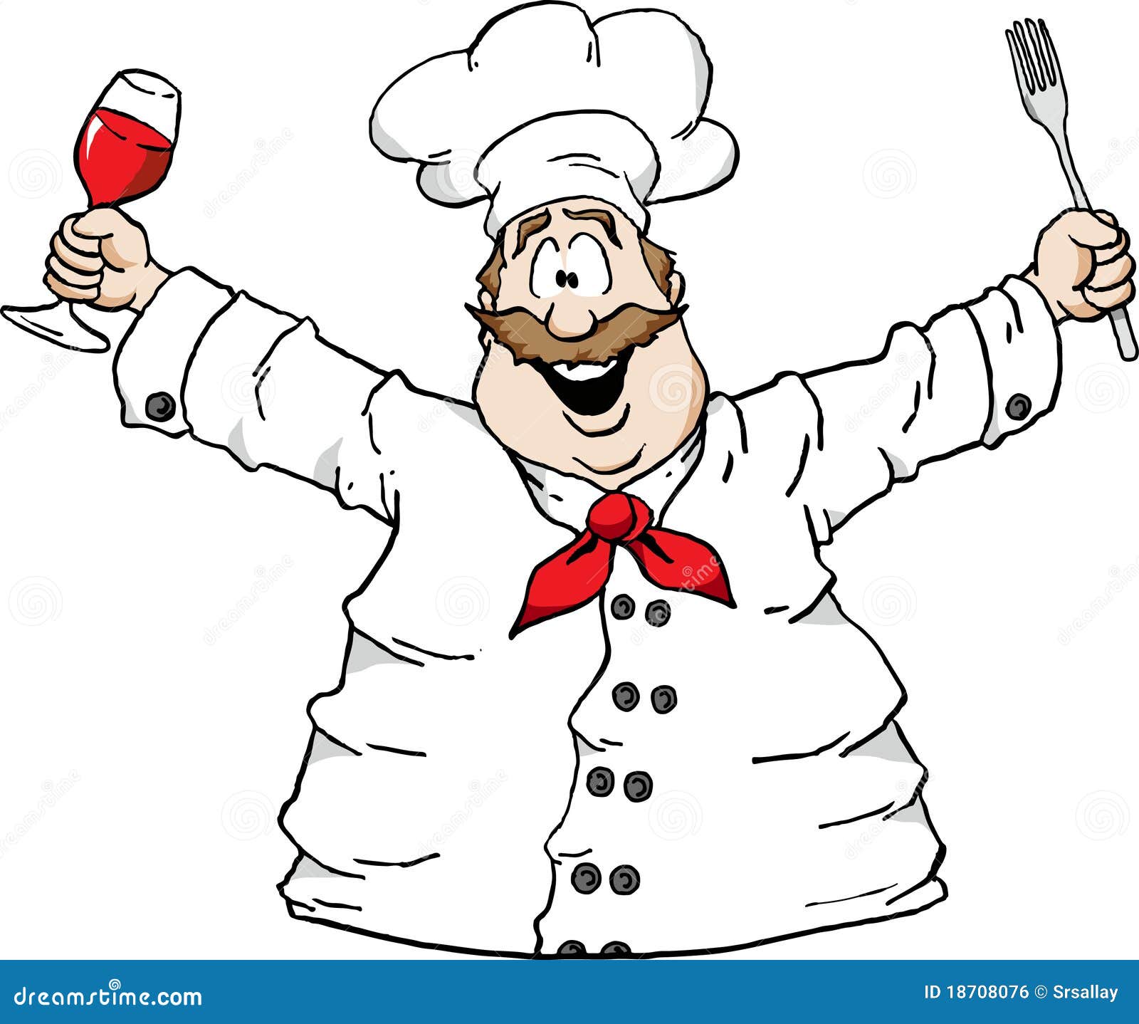 Chef with wine and fork stock vector. Illustration of drink - 18708076
