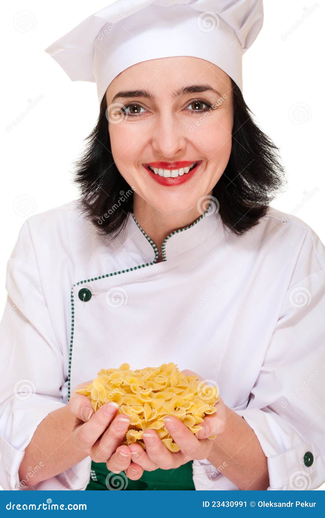 Chef Woman Holding Macaroni Handful Stock Image - Image of cook ...