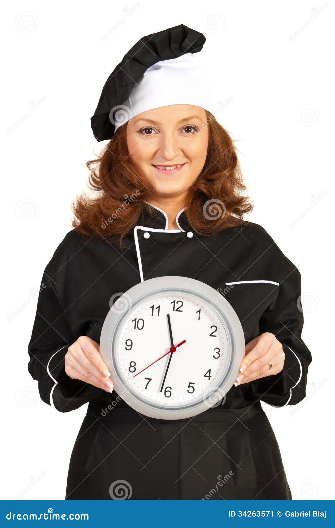 Chef Woman Showing Clock Stock Photos - Free & Royalty-Free Stock ...