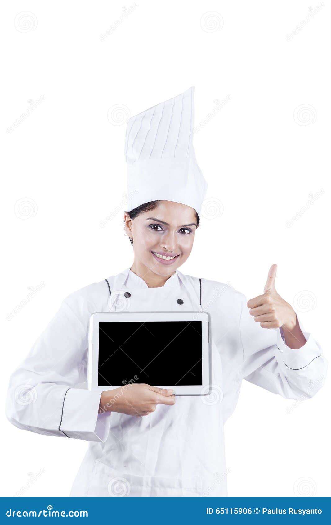 Chef Woman Showing Digital Tablet Stock Photo - Image of indonesian ...
