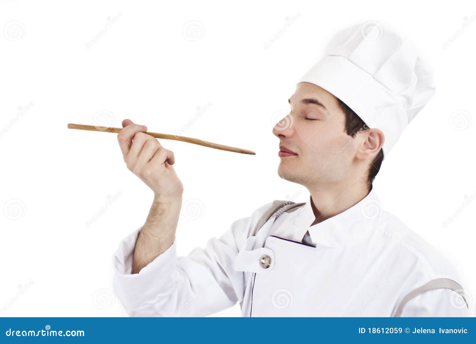 Chef with wooden spoon stock image. Image of culinary - 18612059