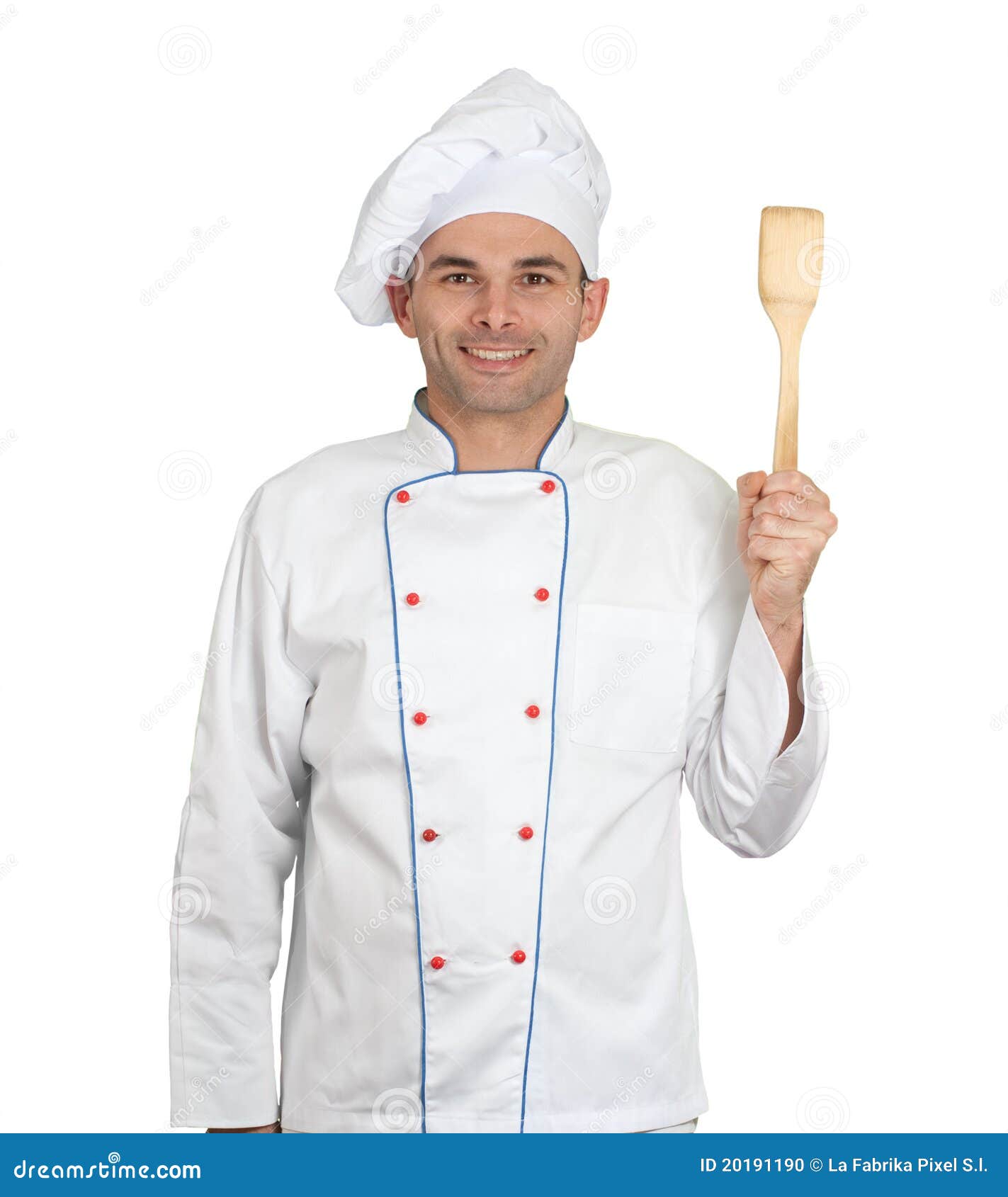 Chef with wooden spoon stock photo. Image of cheerful - 20191190