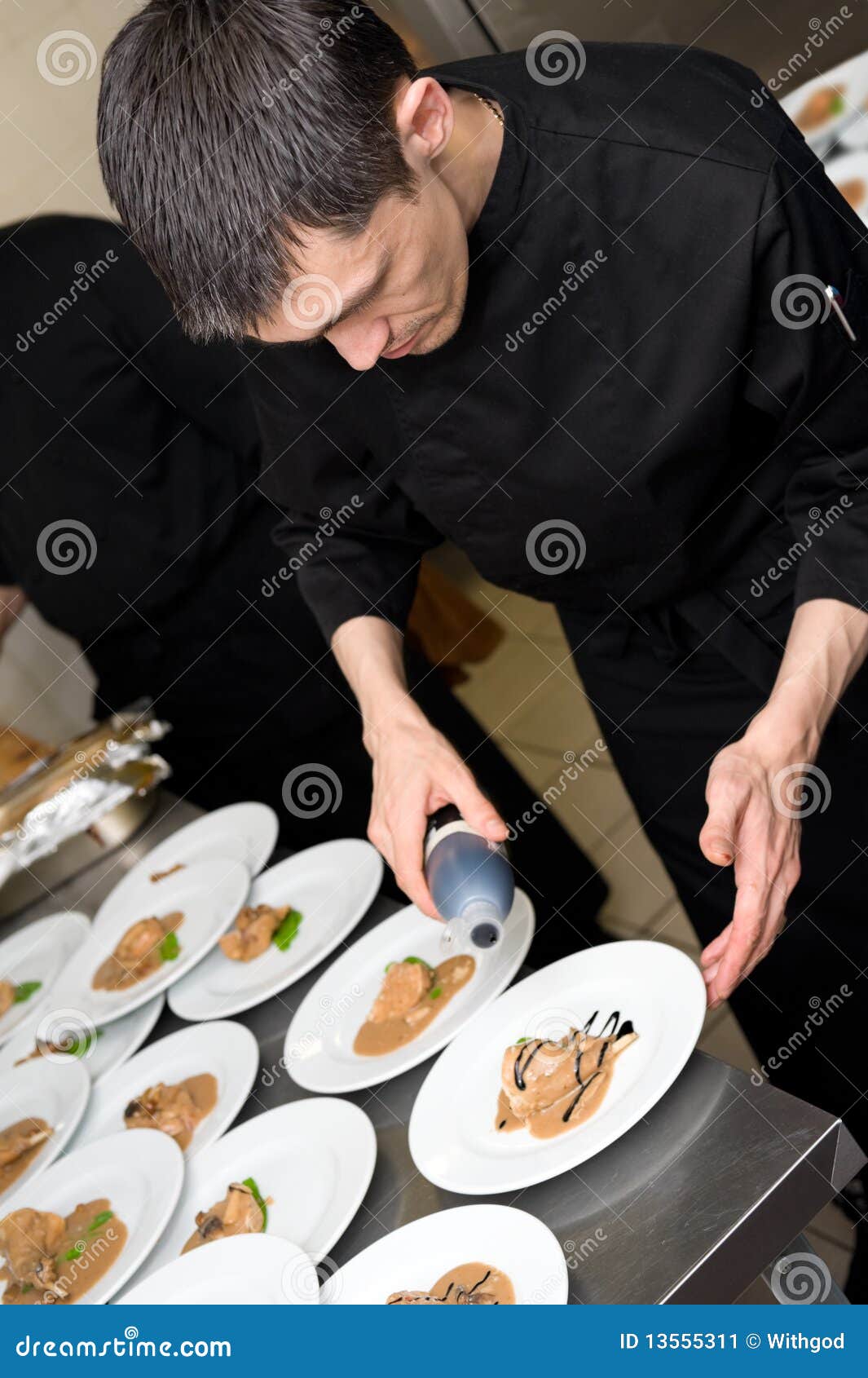 Chef at work stock image. Image of balsamic, green, cook - 13555311