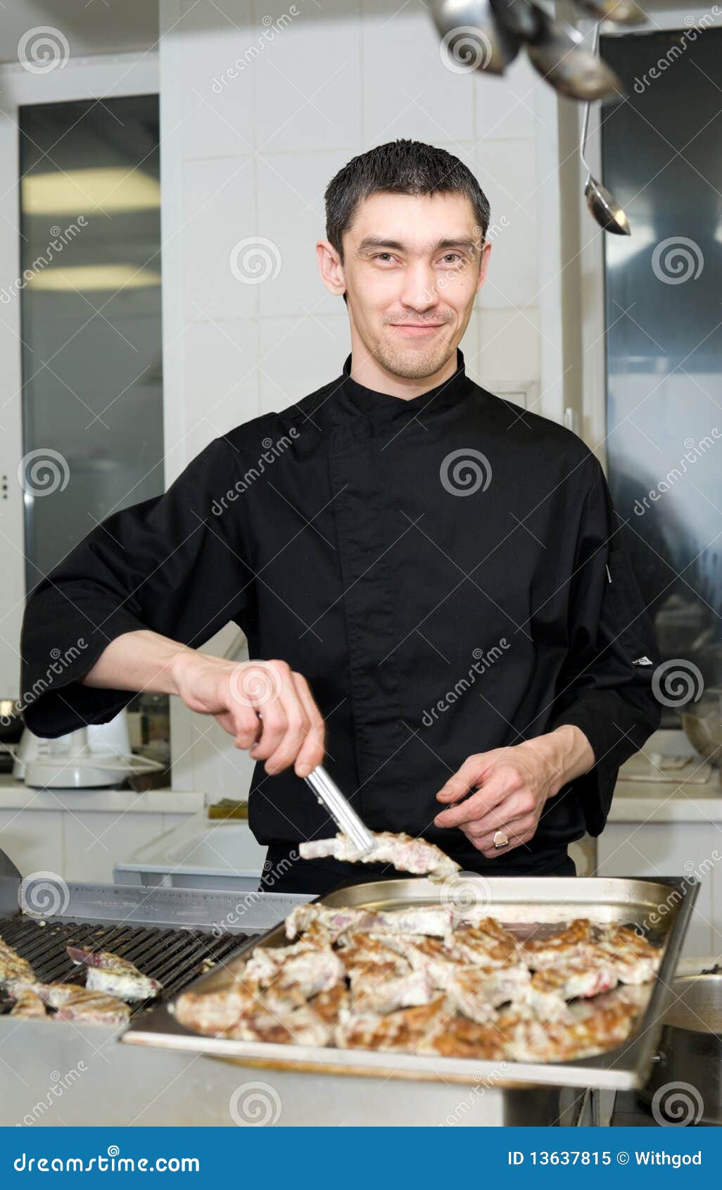 Chef at work stock image. Image of public, grill, european - 13637815