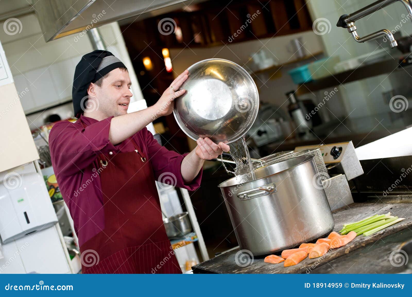 Chef at work in kitchen stock image. Image of food, cooking - 18914959