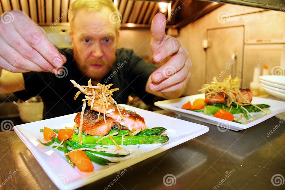 Chef at Work in Small Kitchen Stock Image - Image of restaurant ...
