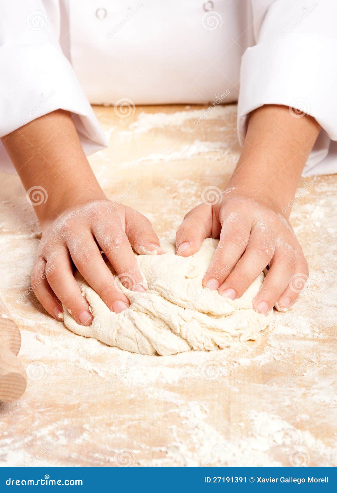 Chef working the dough stock image. Image of cute, dough - 27191391