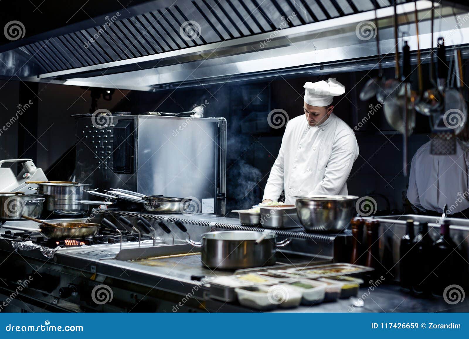 Chef Working on the Kitchen Stock Image - Image of caucasian, meal ...