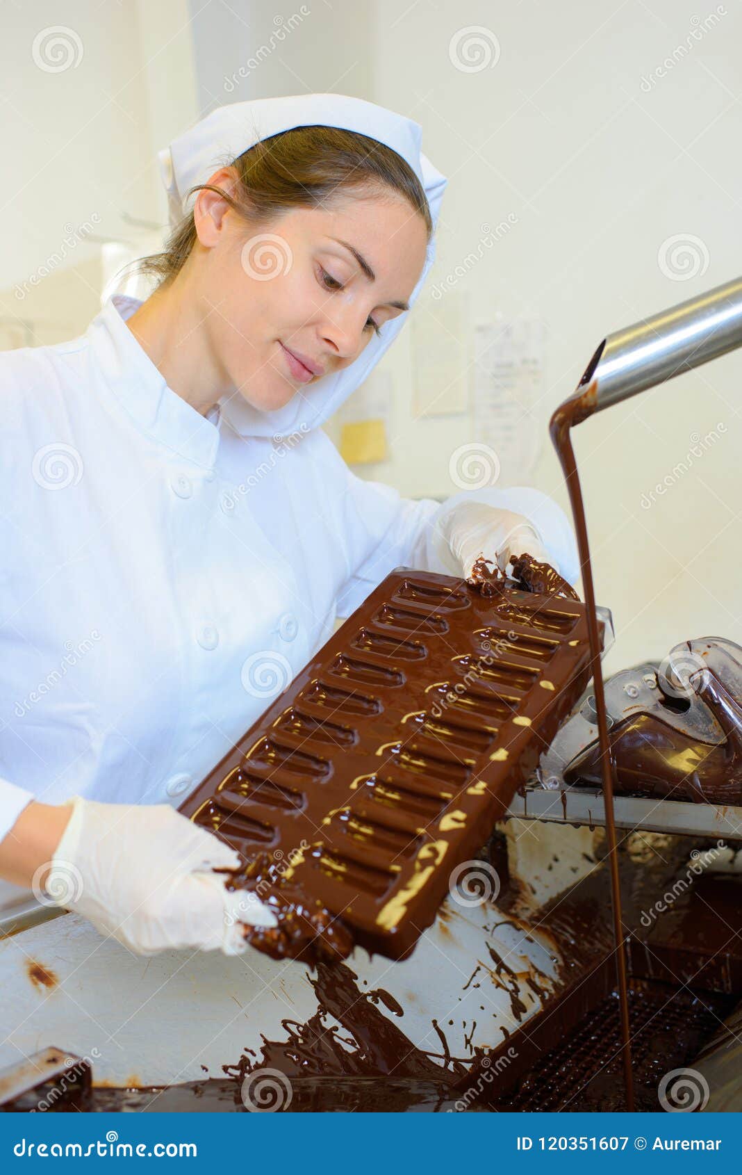 Chef Working with Liquid Chocolate Stock Image - Image of sauce ...