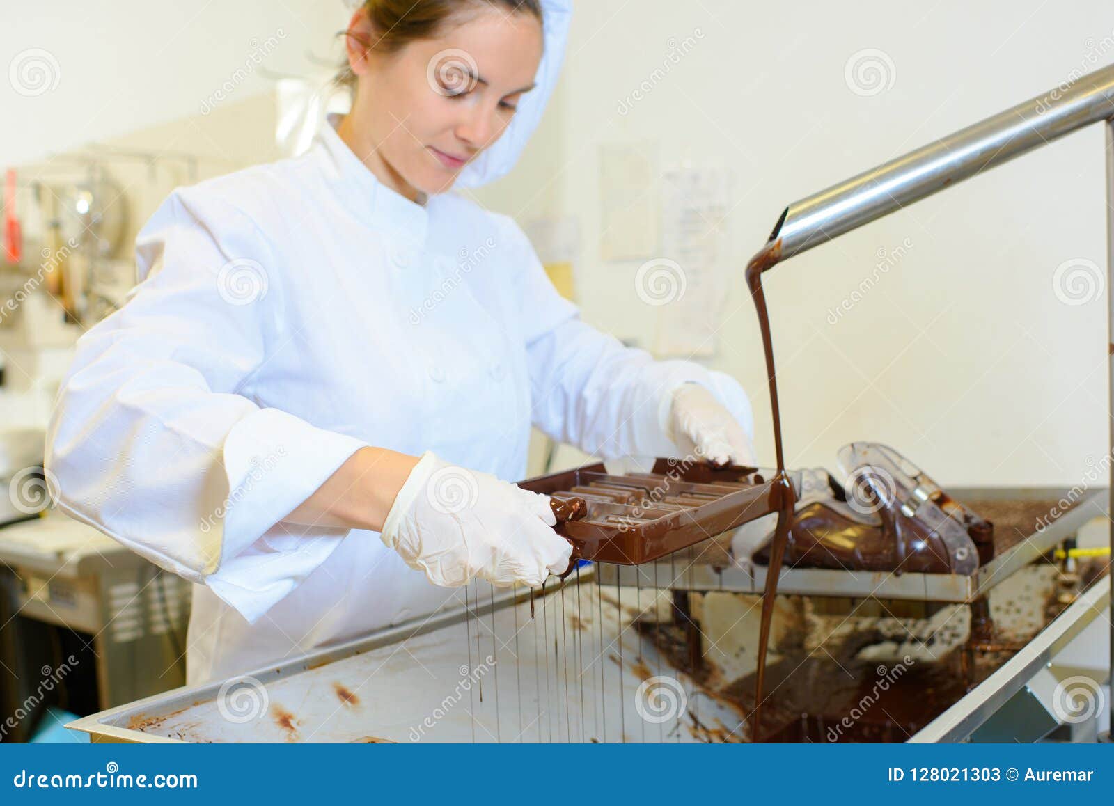 Chef Working with Melted Chocolate Stock Image - Image of tasty, female ...