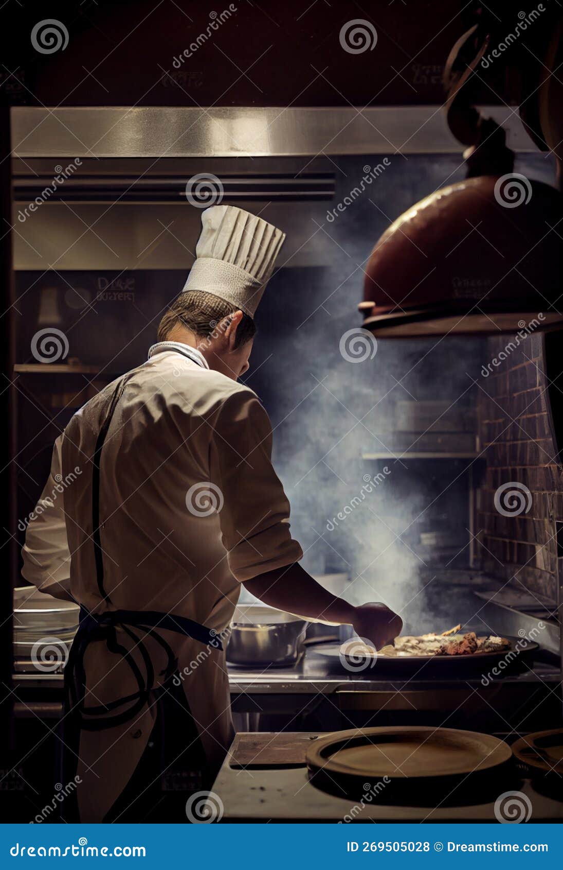 The Chef Works in the Restaurant Kitchen. AI Generated Stock ...