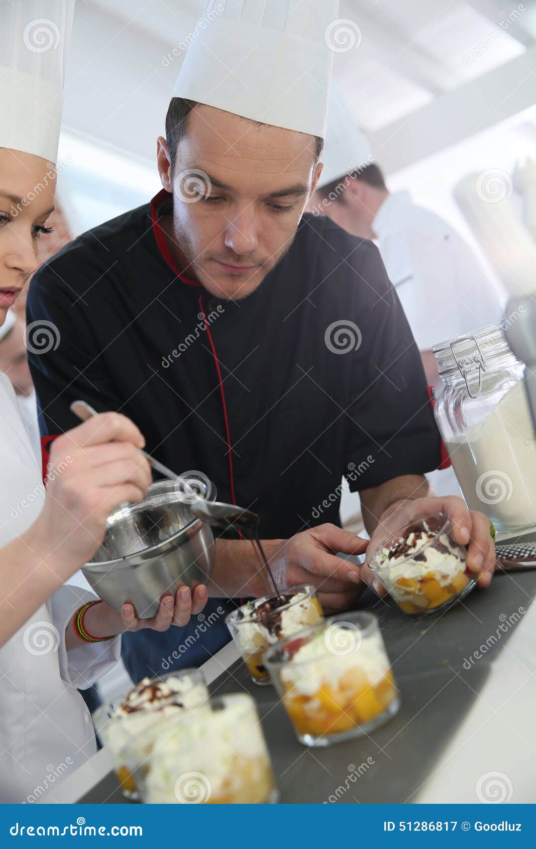 Chef with Young Student Making Pastries Stock Image - Image of ...