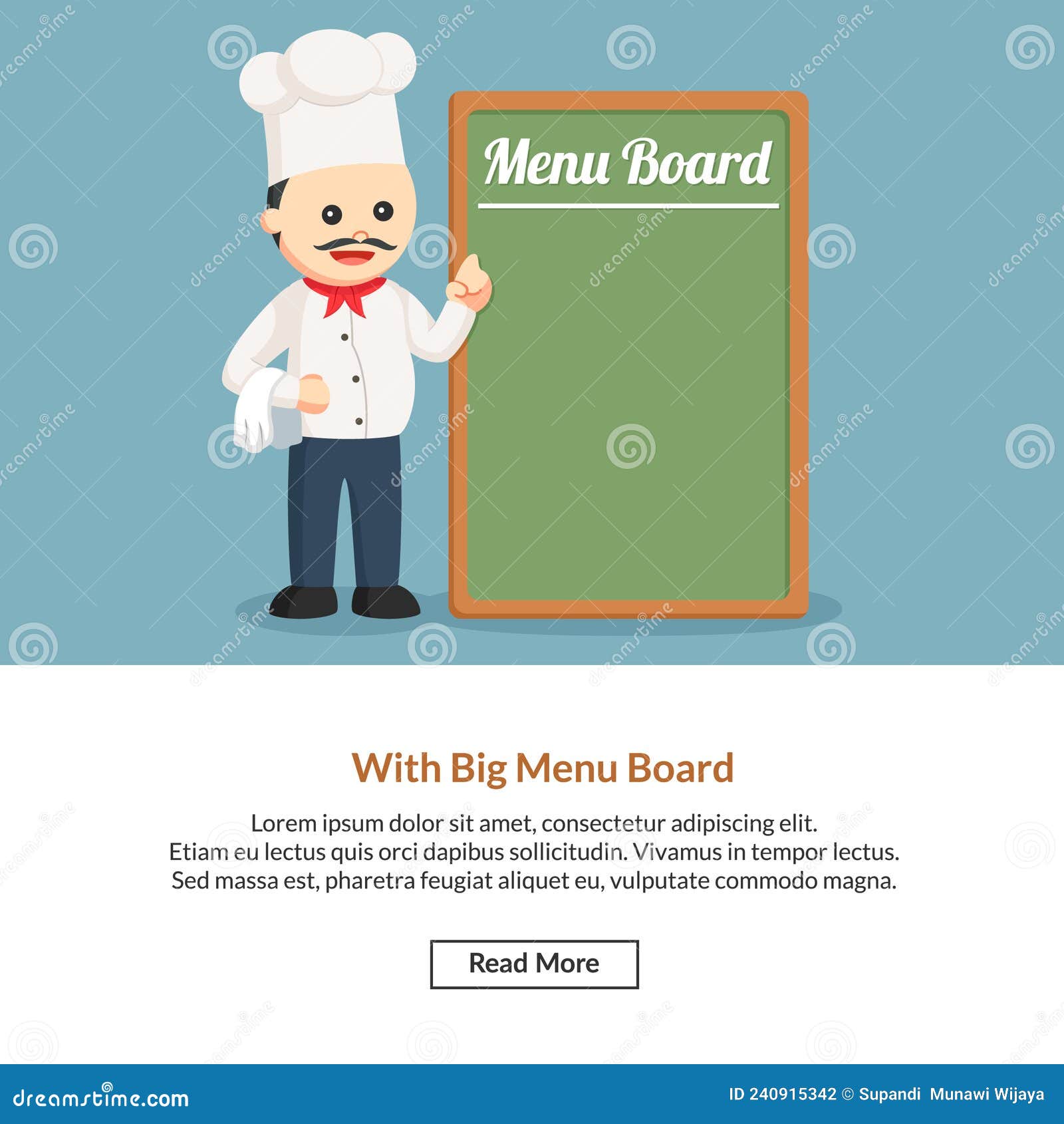 Chefs with big menu board stock vector. Illustration of concept - 240915342