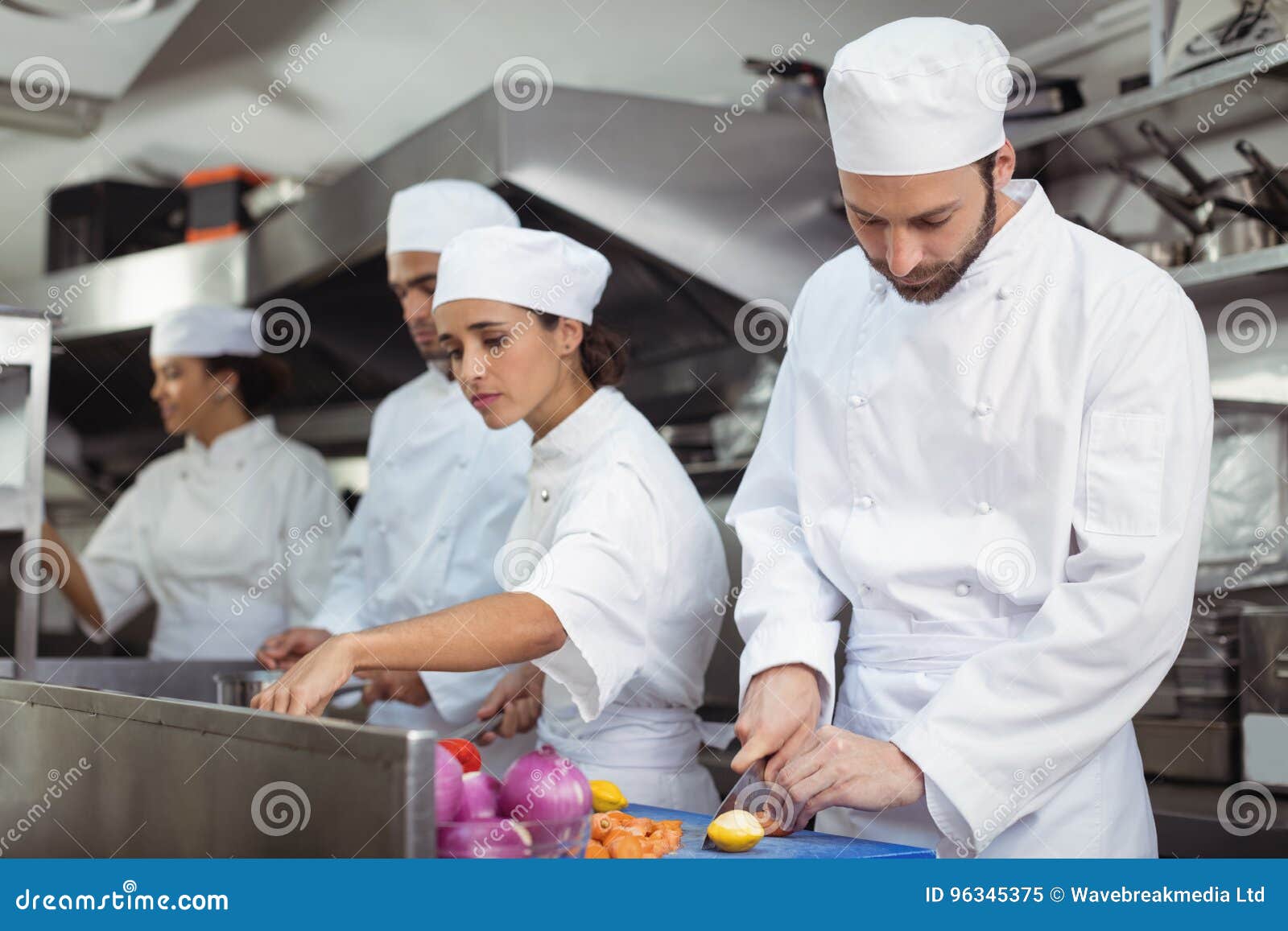 Chefs chopping vegetables stock image. Image of drink - 96345375