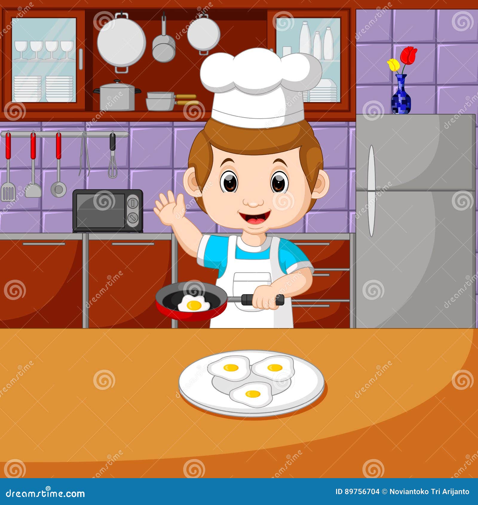 Chefs with cooking set stock vector. Illustration of kids - 89756704
