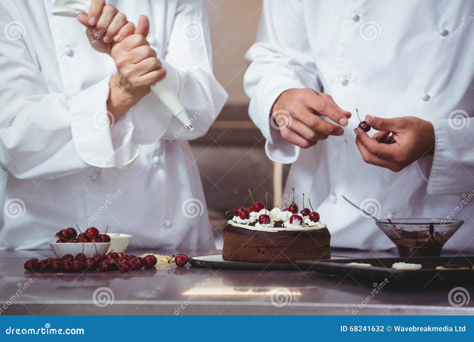 Chefs Decorating a Cake they Just Made Stock Photo - Image of happy ...