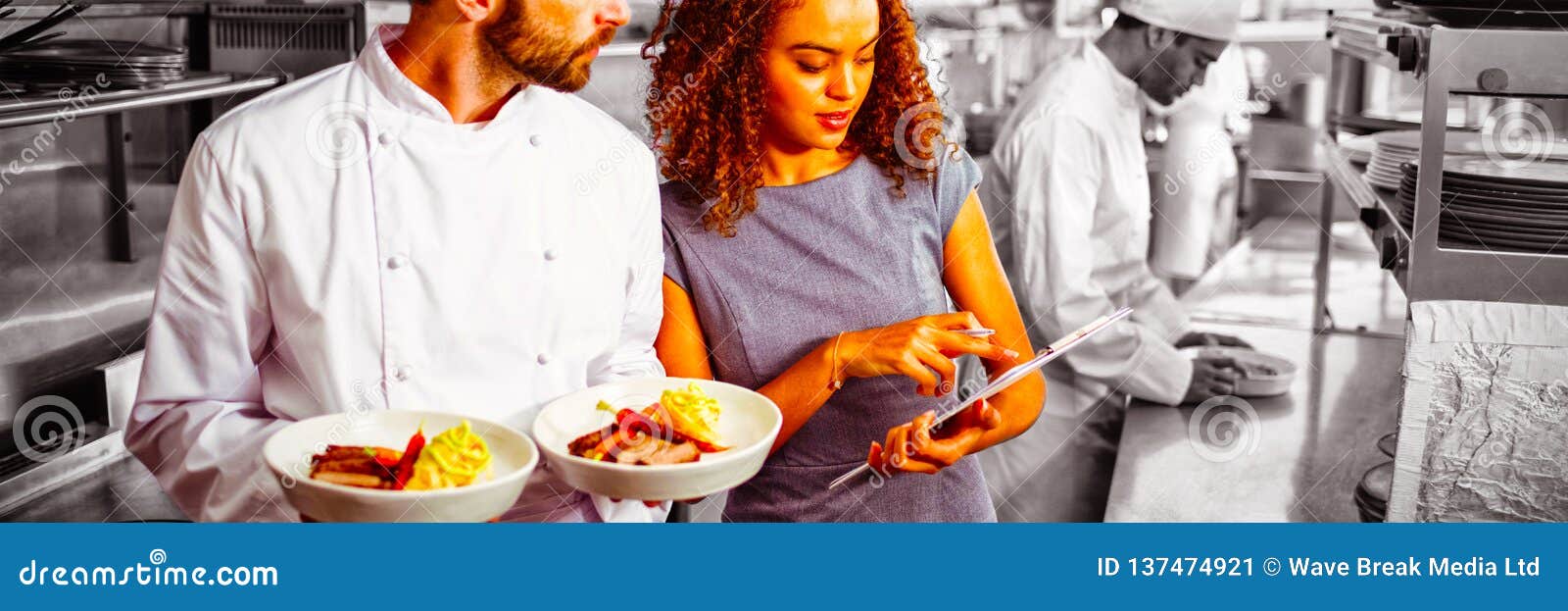 Chefs Discussing Menu on Clipboard Stock Image - Image of appetizer ...