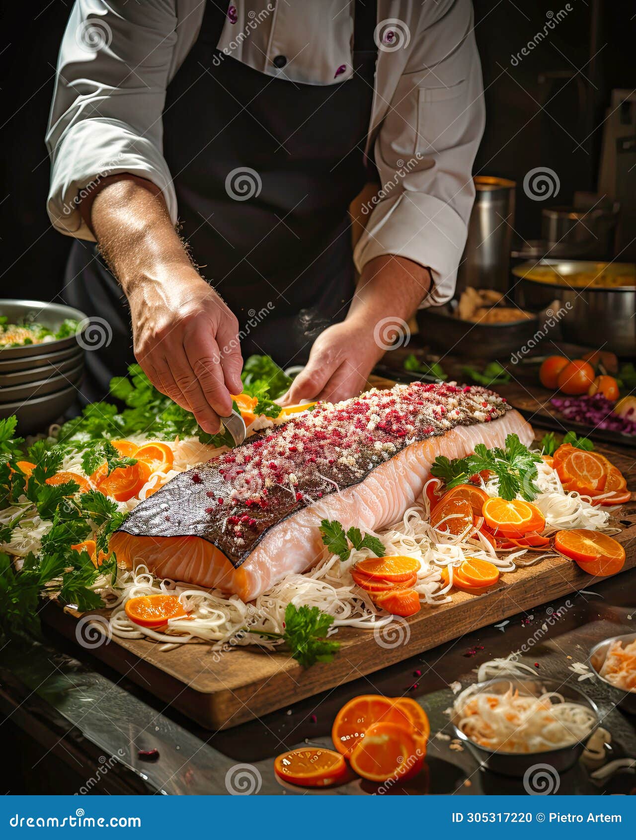 Chefs Hands Preparing a Delicious Fish Fillet Dish Stock Photo - Image ...