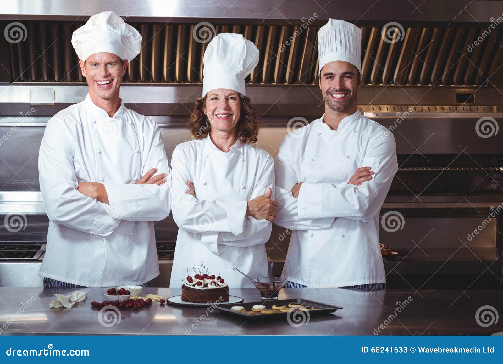 Chefs Happy and Proud To Present the Cake they Just Made Stock Image ...