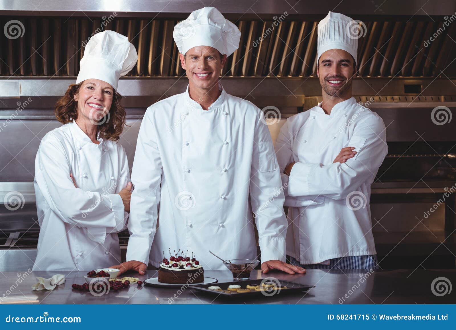Chefs Happy and Proud To Present the Cake they Just Made Stock Image ...