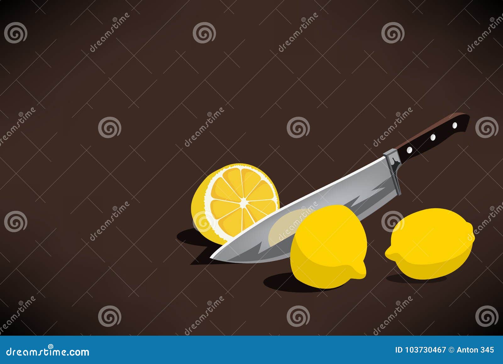 Chefs Knife Slice a Lemon for Making a Lemonade Conceptual Illustration ...