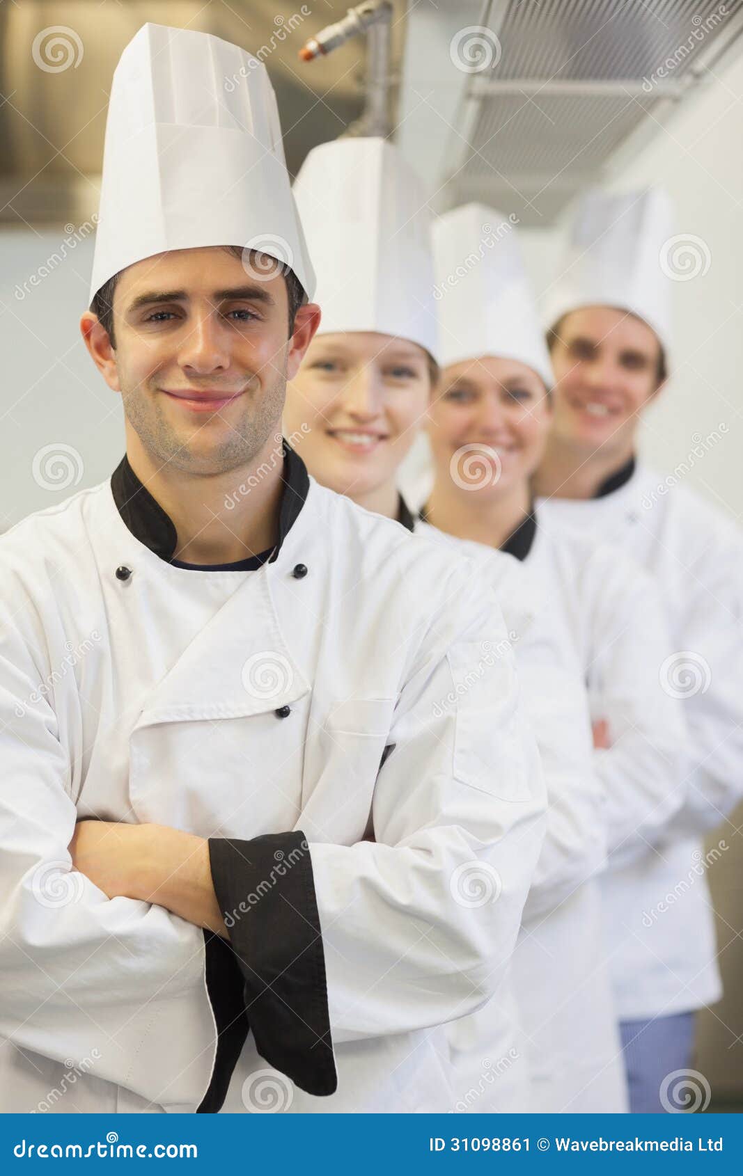 Chefs in line smiling stock image. Image of worker, team - 31098861