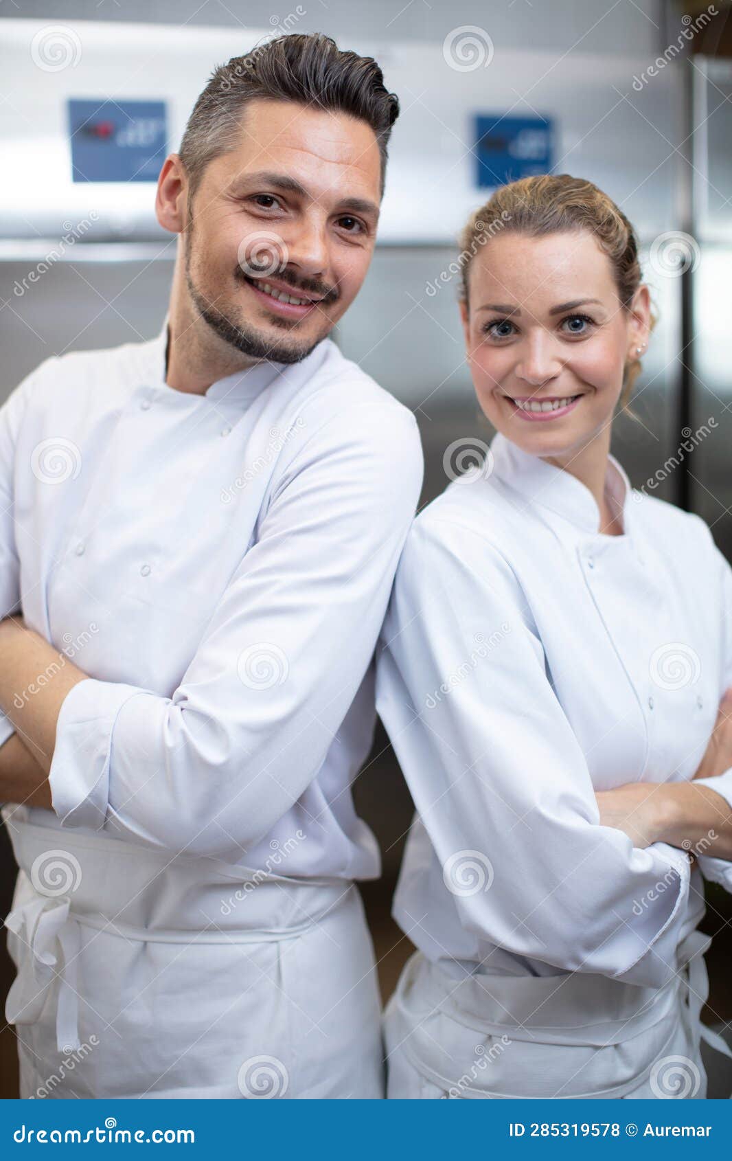 Chefs posing on camera stock photo. Image of colleague - 285319578