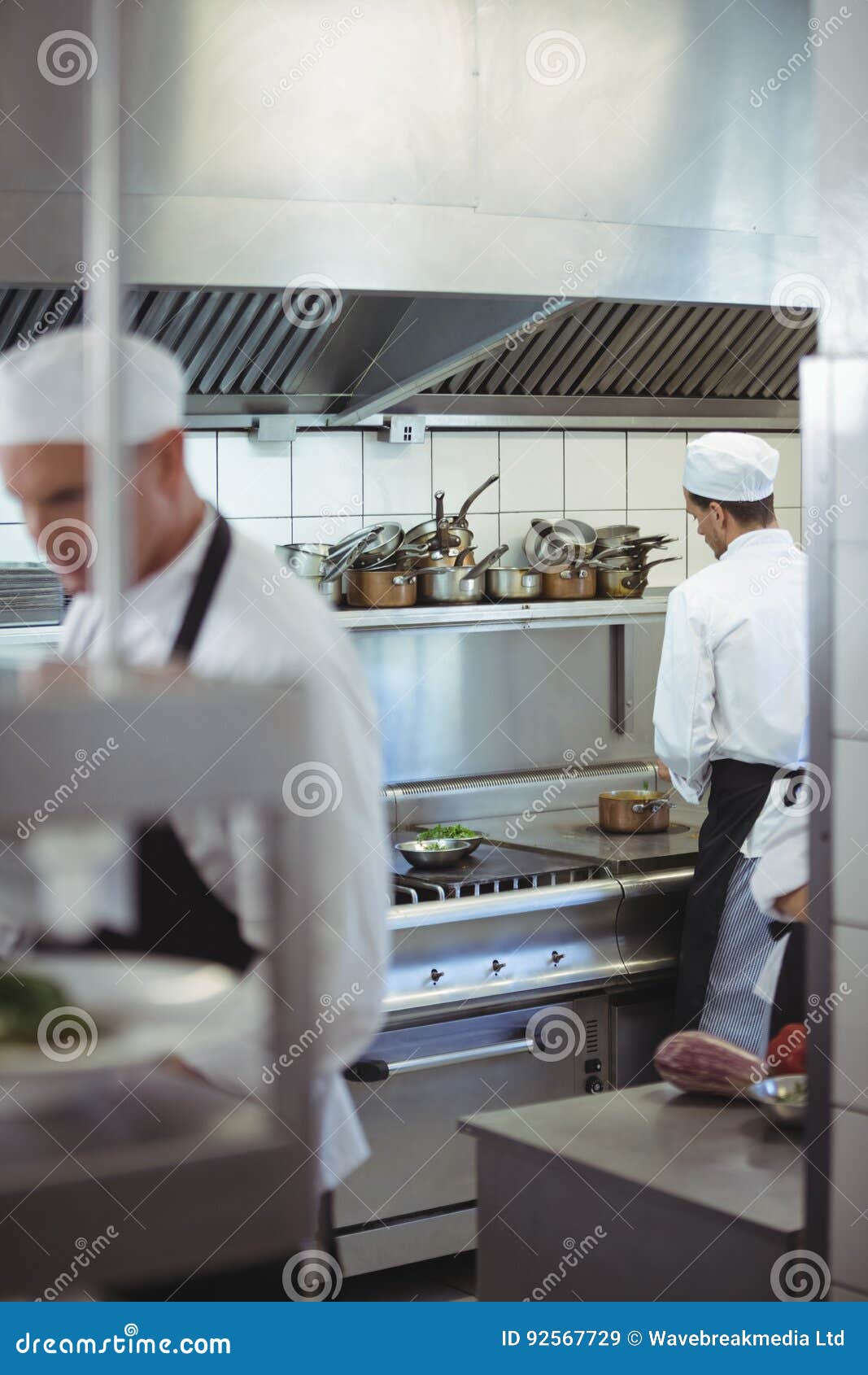 Chefs Preparing Food in the Commercial Kitchen Stock Image - Image of ...