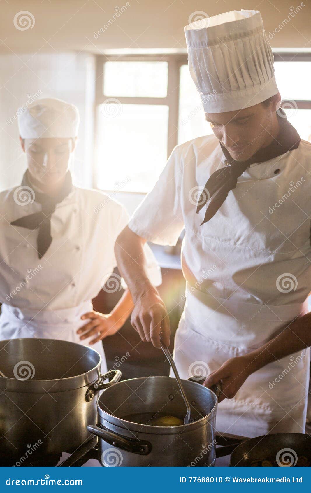 Chefs Preparing Food at Stove Stock Photo - Image of expertise, focus ...