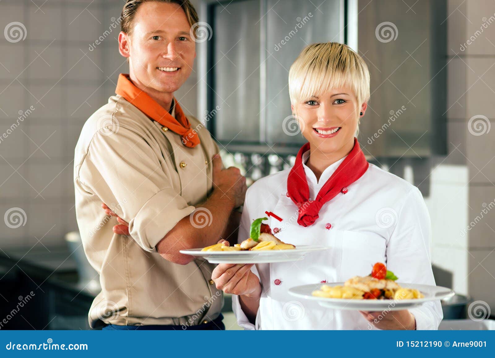 Chefs in a Restaurant or Hotel Kitchen Stock Photo - Image of ...