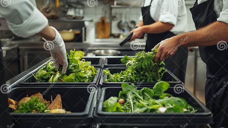 Chefs Sorting Fresh Ingredients in Modern Restaurant Kitchen Stock ...