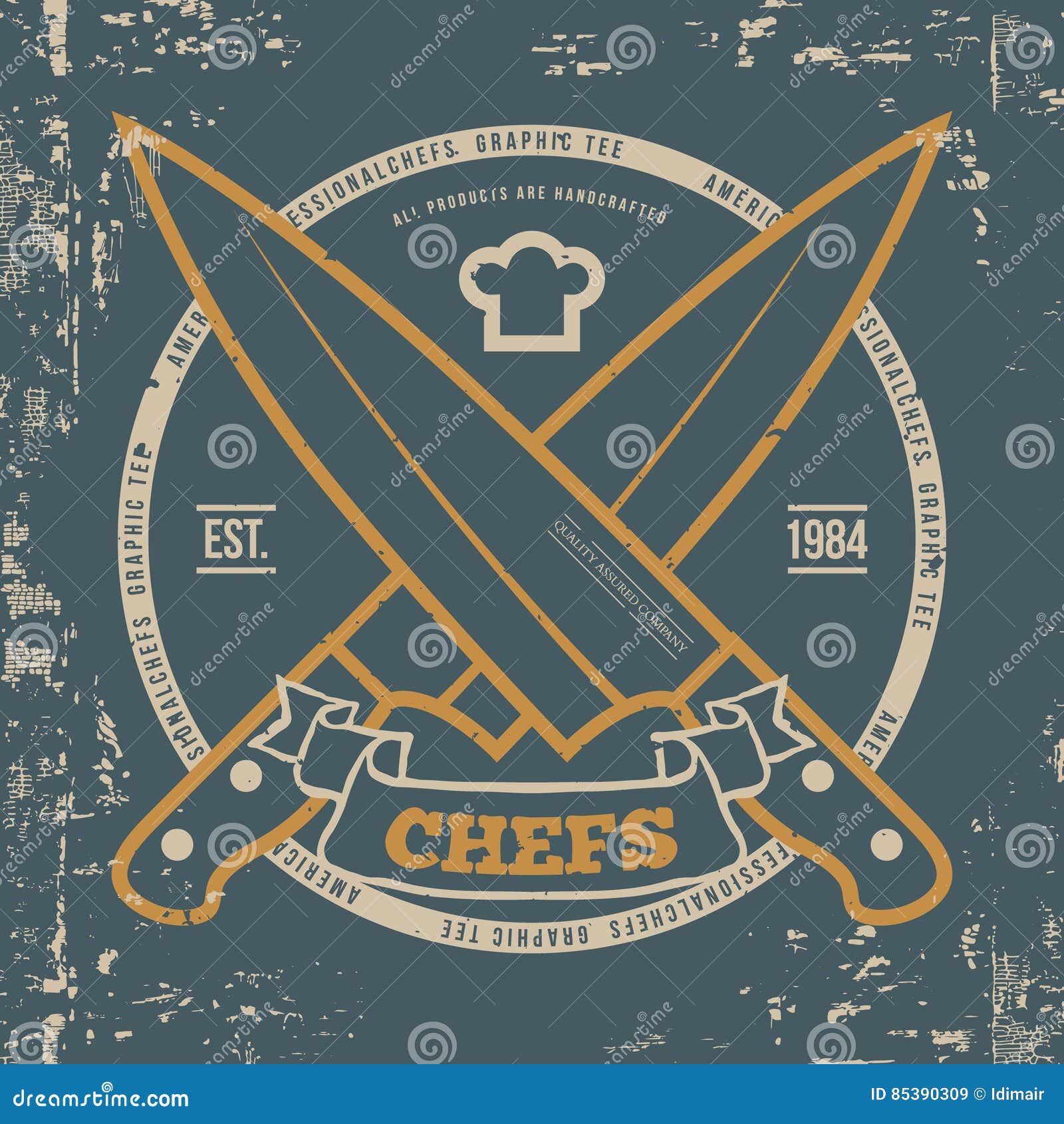 Chefs T-shirt Print Design with Grunge. Vector Stock Vector ...