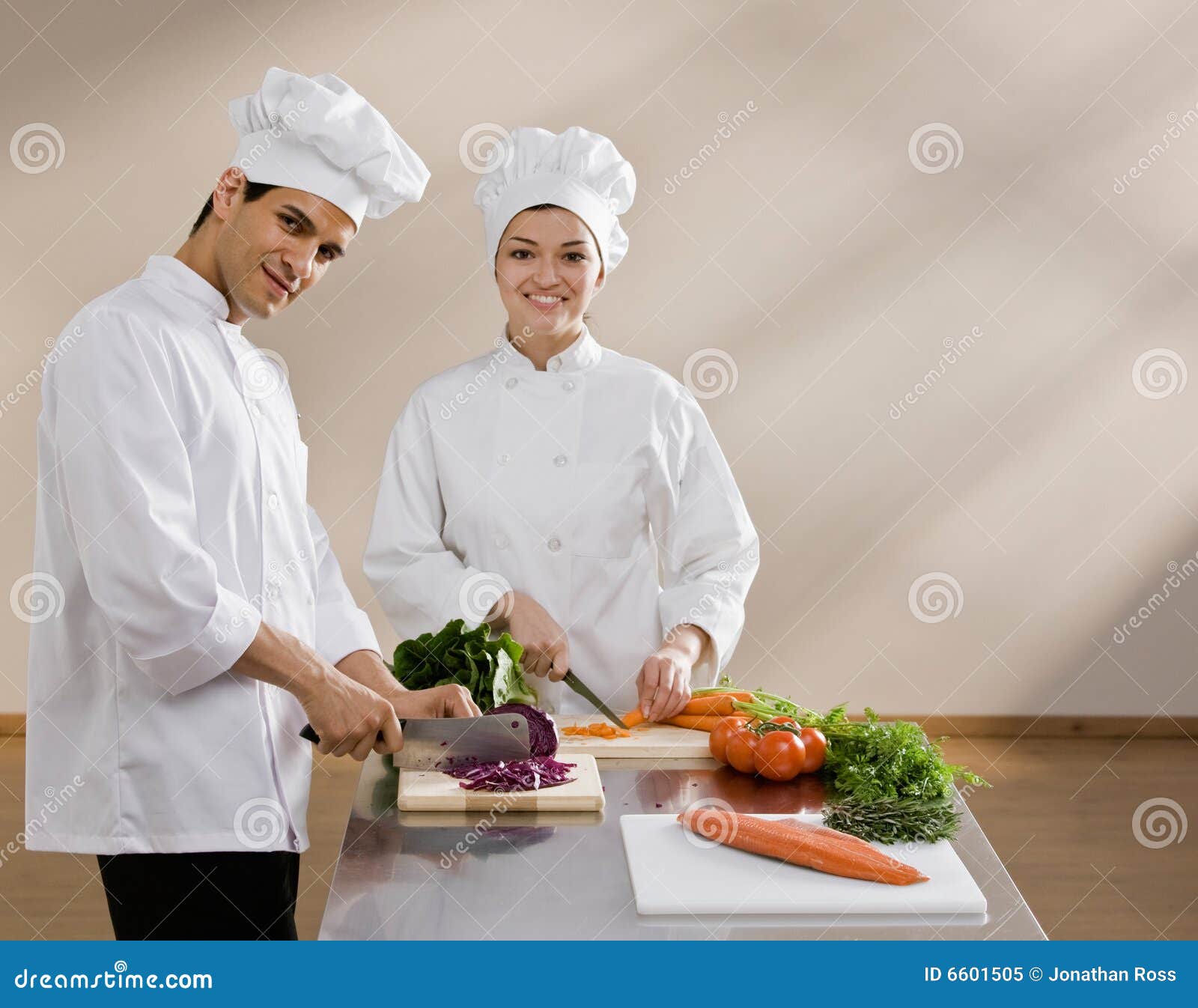 Chefs in Toques Preparing and Chopping Food Stock Image - Image of chop ...