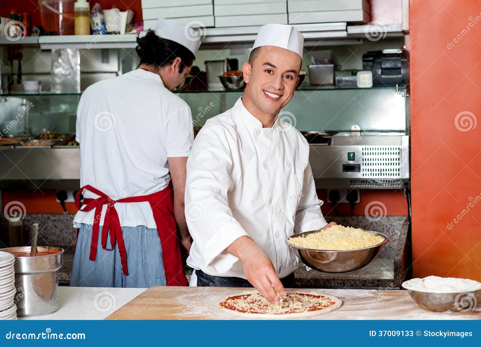 Chefs at Work Inside Restaurant Kitchen Stock Image - Image of grated ...