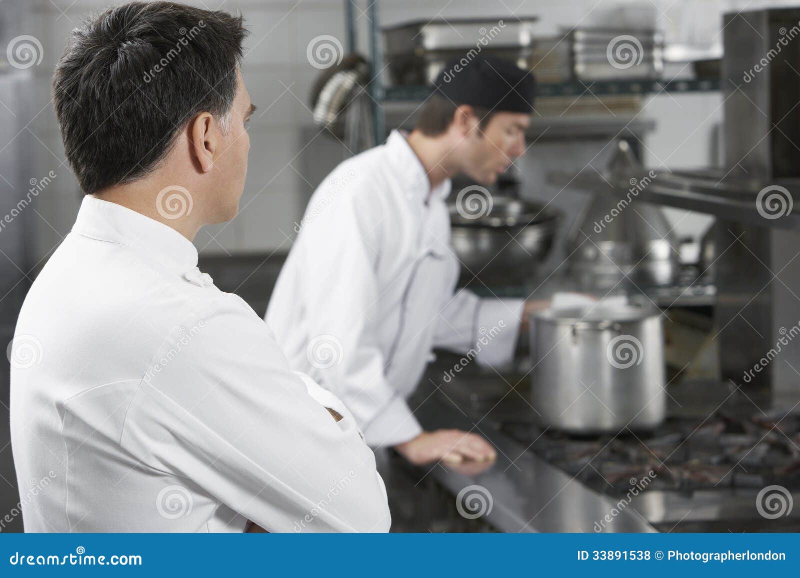 Chefs Working in Kitchen stock photo. Image of supervision - 33891538