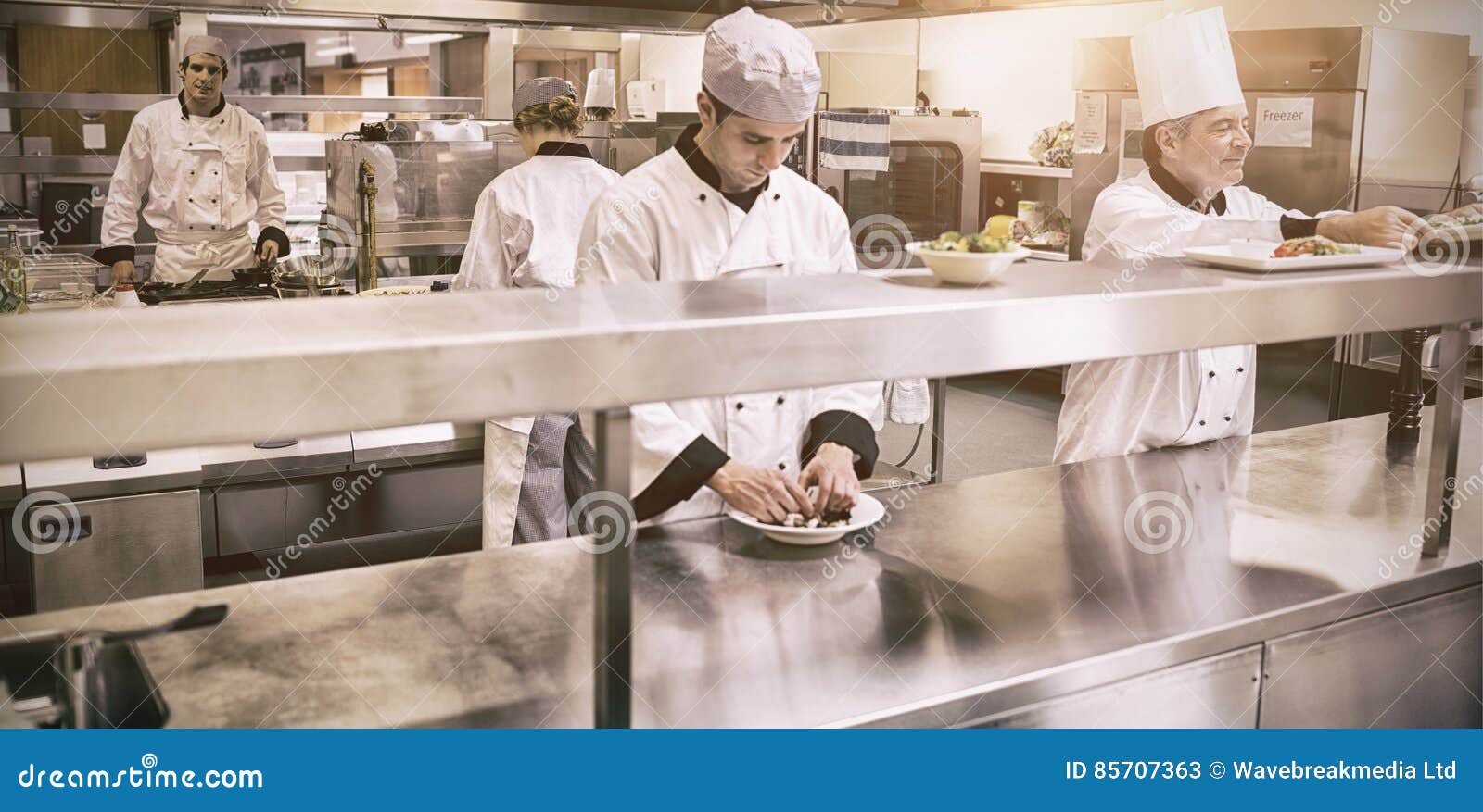 Chefs Working in Professional Kitchen Stock Image - Image of culinary ...