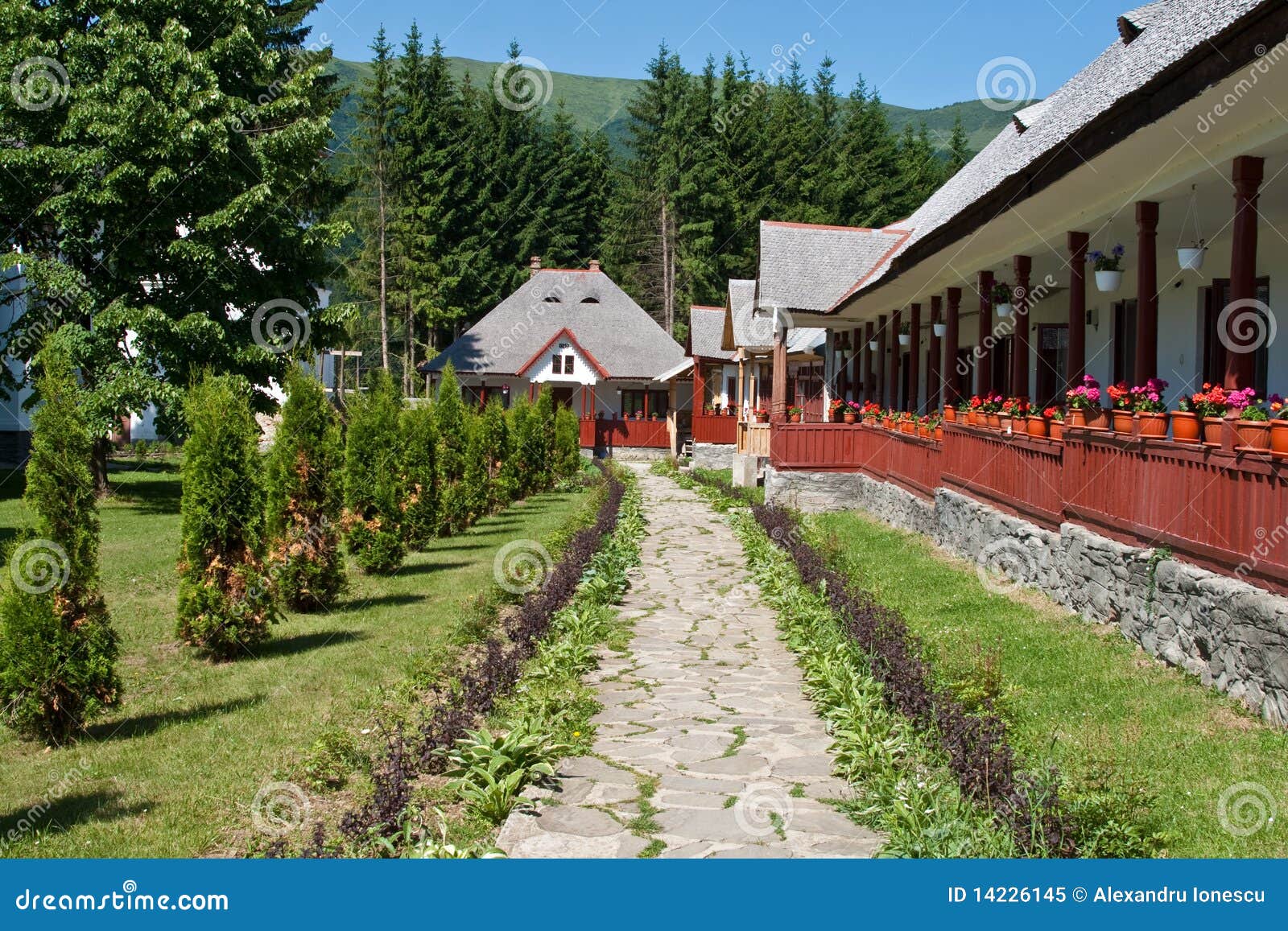 Cheia Monastery Yard from Romania Stock Image - Image of formal ...