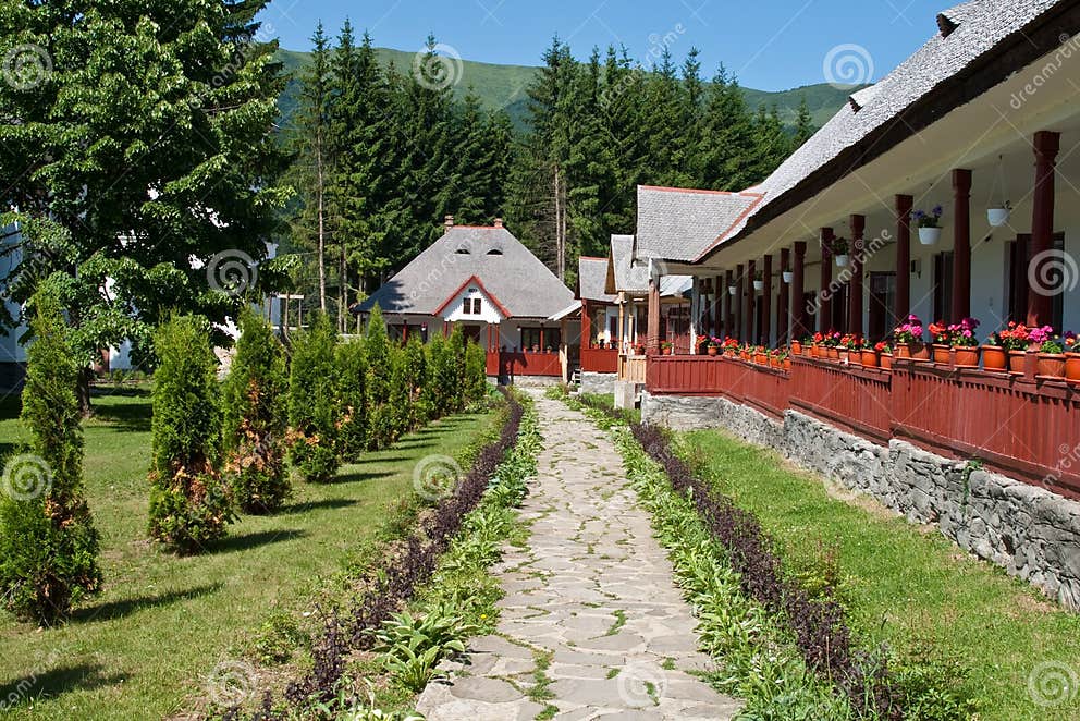 Cheia Monastery Yard from Romania Stock Image - Image of formal ...