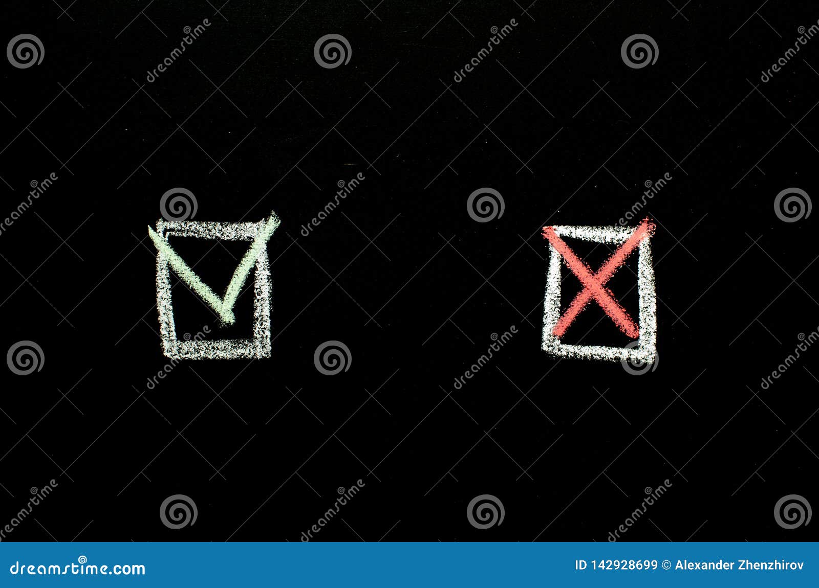 Chekmark on blackboard stock image. Image of choose - 142928699