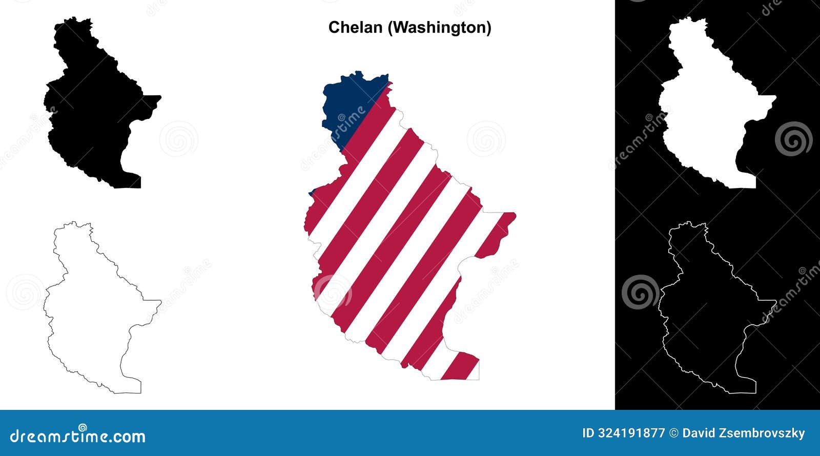 Chelan County, Washington Outline Map Set Vector Illustration ...