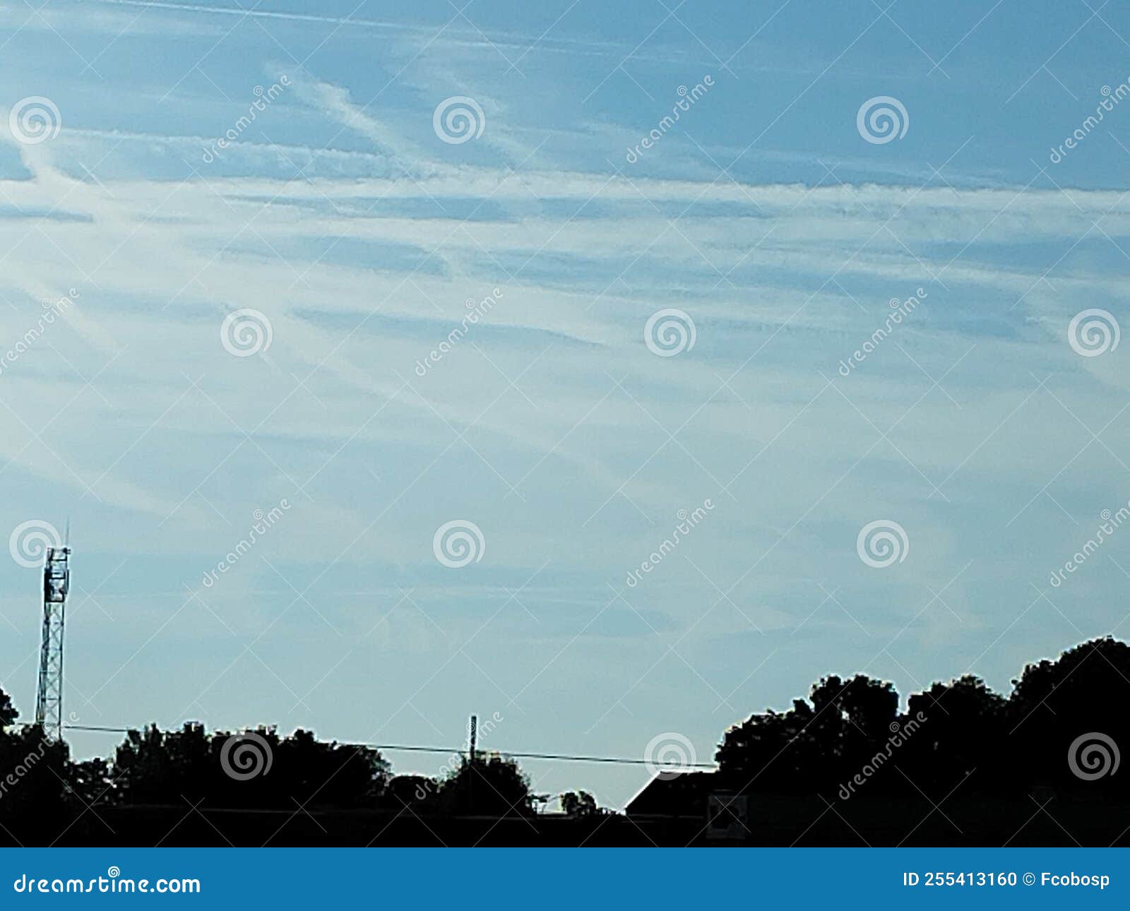 Chem trails on the sky stock photo. Image of dusk, presentation - 255413160